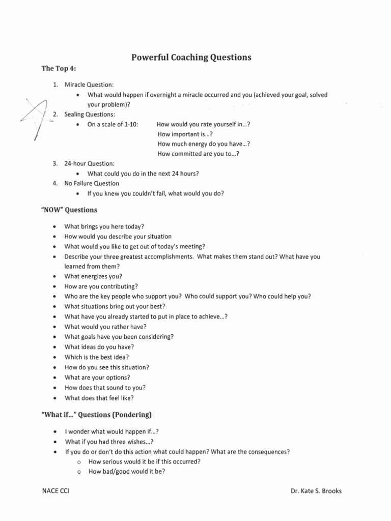 Helpful Coaching Questions | PDF | Psychological Concepts | Cognition