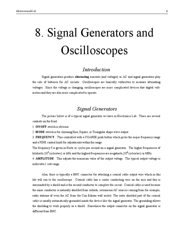 Signal Generators and Oscilloscopes: Electronicslab8.Nb | PDF ...