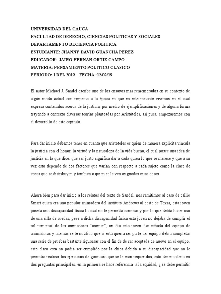 Sandel Cap 8 | PDF | Aristóteles | Justicia