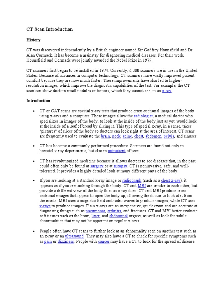 CT Scan Introduction | PDF | Ct Scan | Radiology