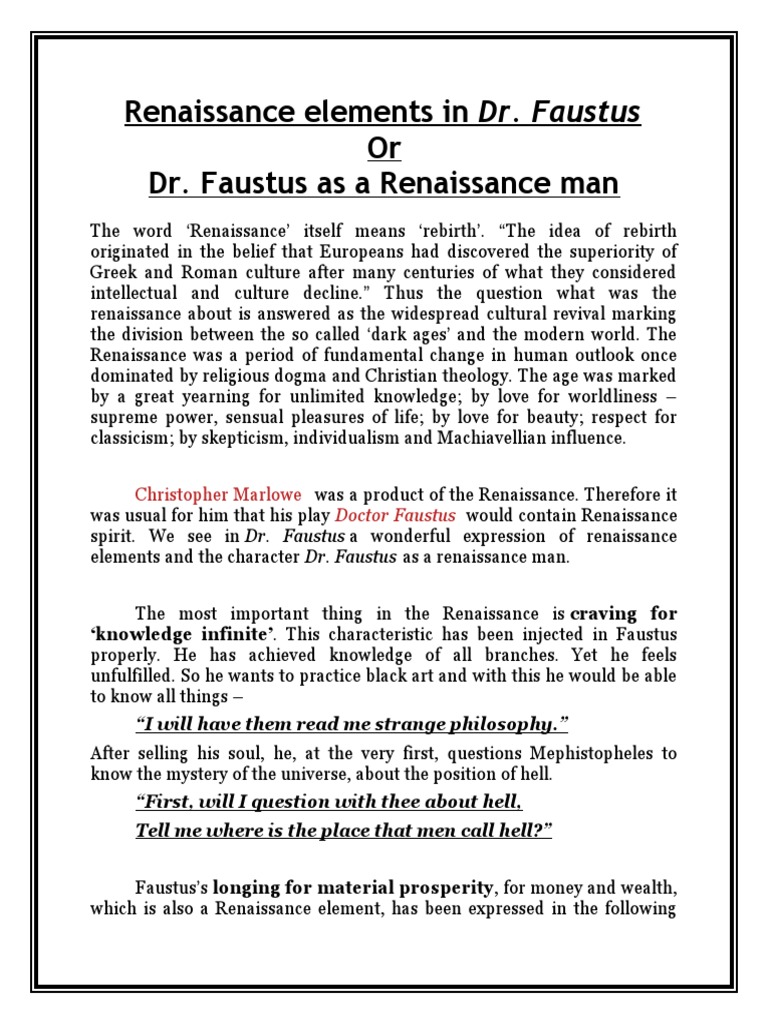 Renaissance Elements in DR - Fastus | PDF | Renaissance | Religion And ...