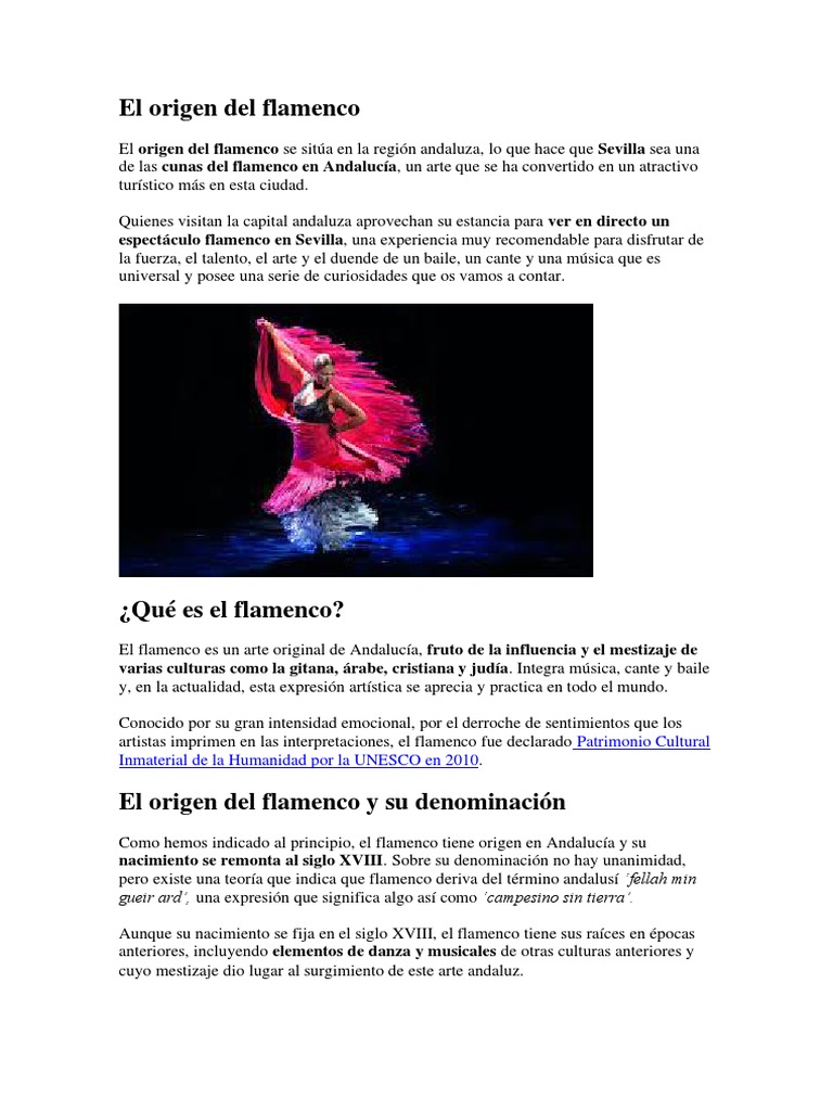 El Origen Del Flamenco PDF | PDF | Bailes | Las artes escénicas