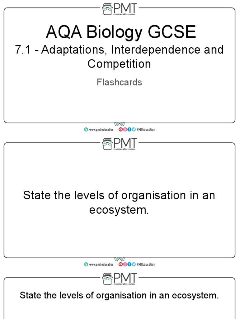 Flashcards - 7.1 Adaptations, Interdependence and Competition - AQA ...