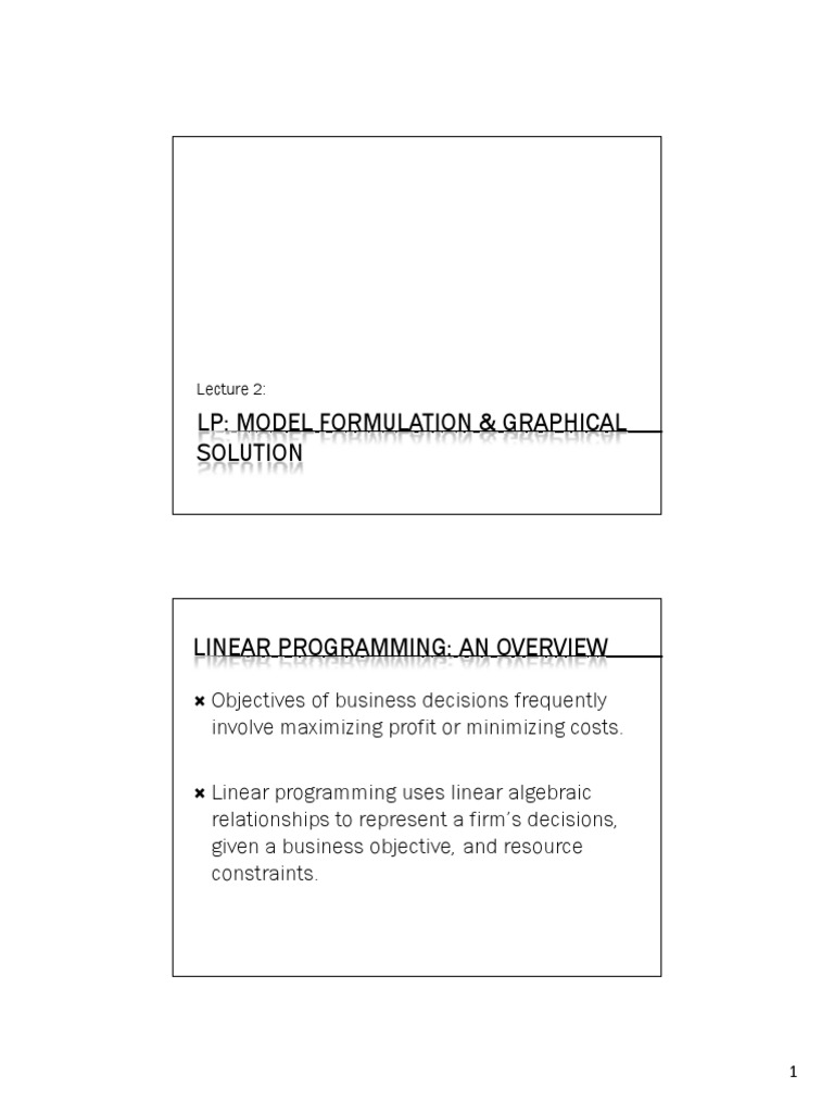 LP: Model Formulation & Graphical Solution | PDF | Mathematical Optimization | Linear Programming