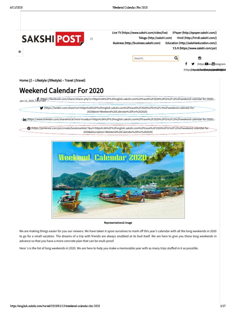 Long Weekends in 2020 | PDF