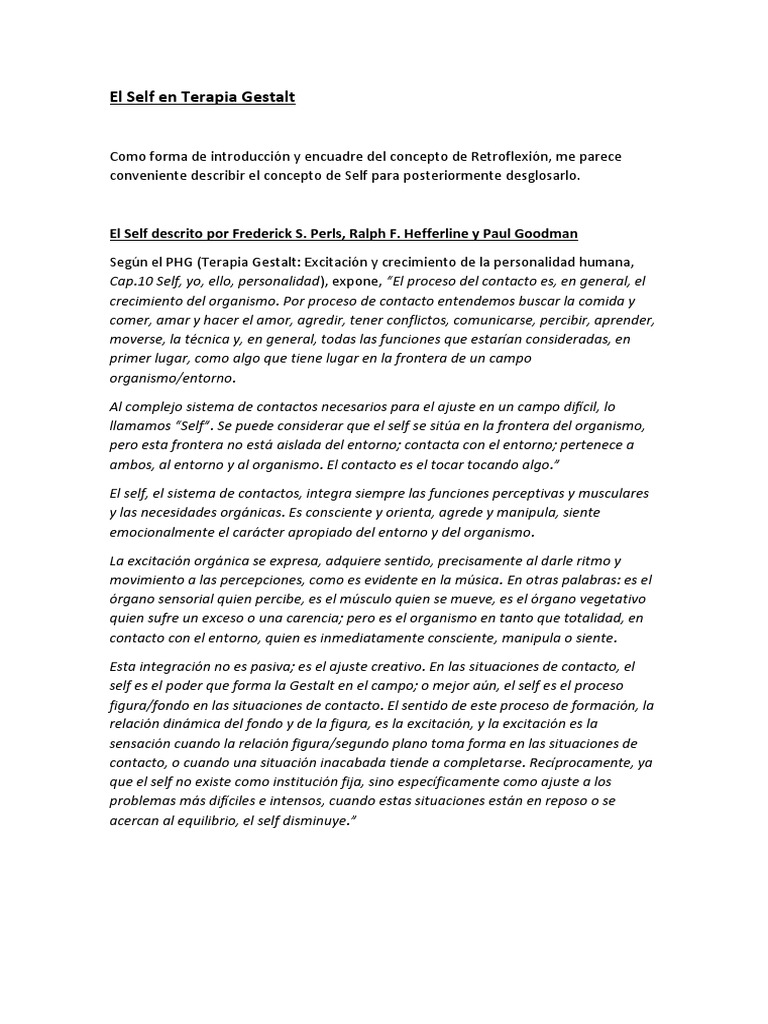 Sara Vazquez. Retroflexion | PDF | Terapia Gestalt | Percepción