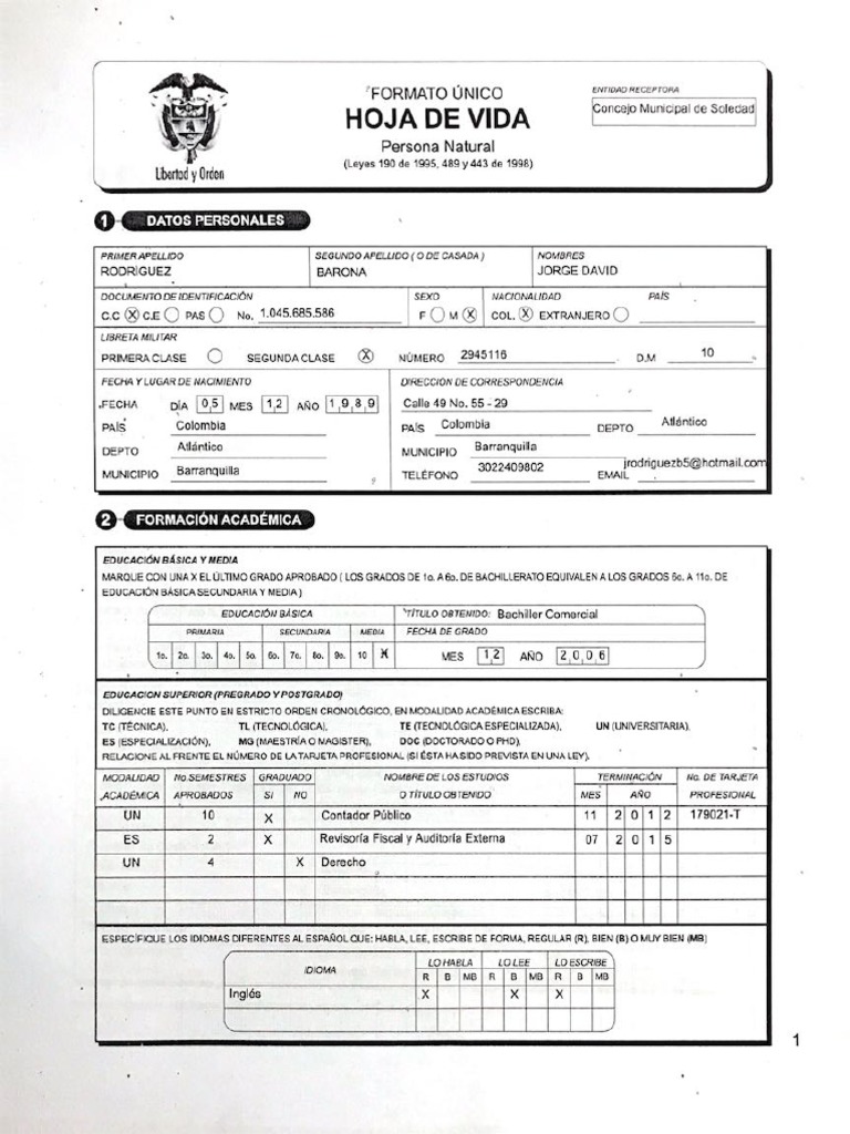 Formato Único De Hoja De Vida Función Pública Pdf Etapas Educativas