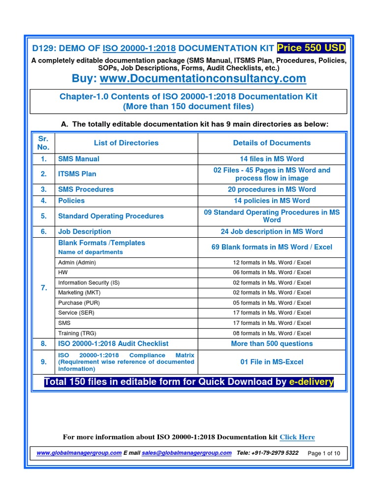 Iso 20000 Manual Documents | PDF | Documentation | Audit