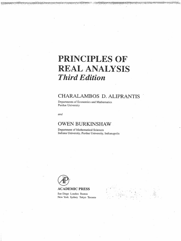 Aliprantis Principles of Real Analysis PDF | PDF