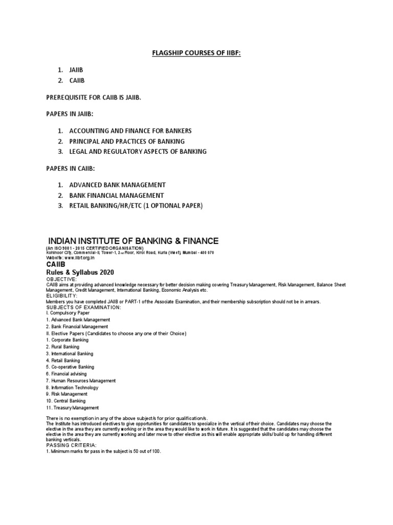 Flagship Courses of Iibf | PDF | Banks | Risk Management
