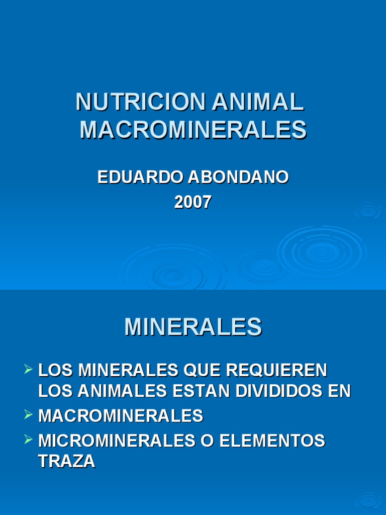 Macrominerales en Nutrición Animal | PDF | Calcio | Potasio