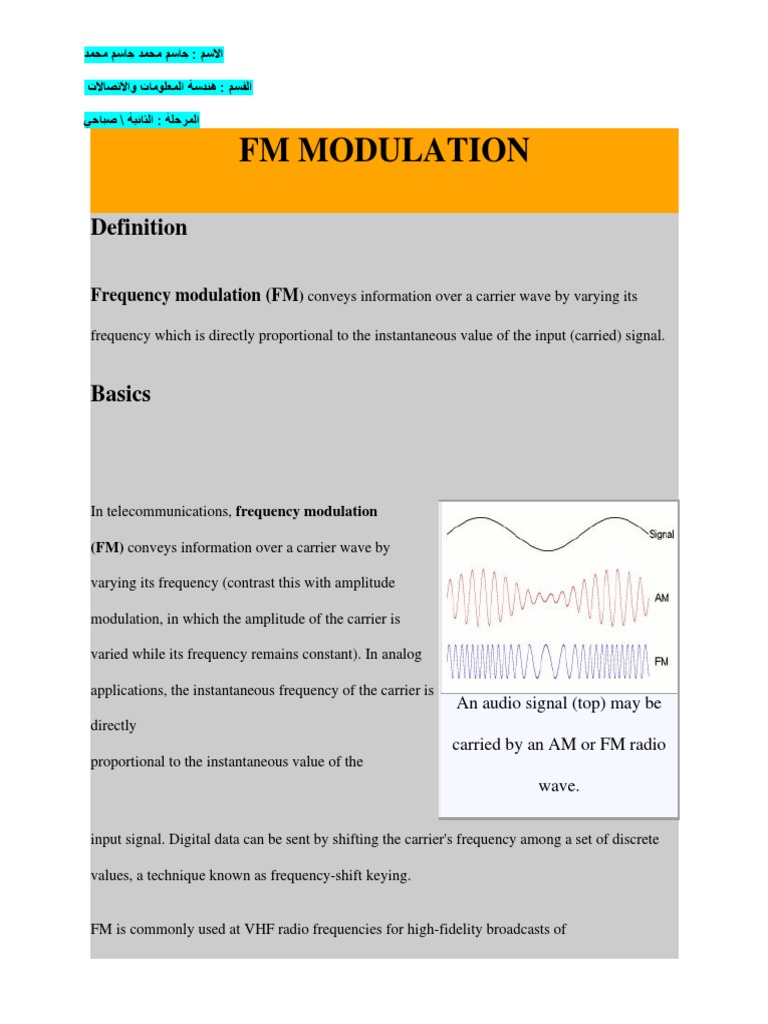 Frequency Modulation (FM | PDF | Frequency Modulation | Modulation