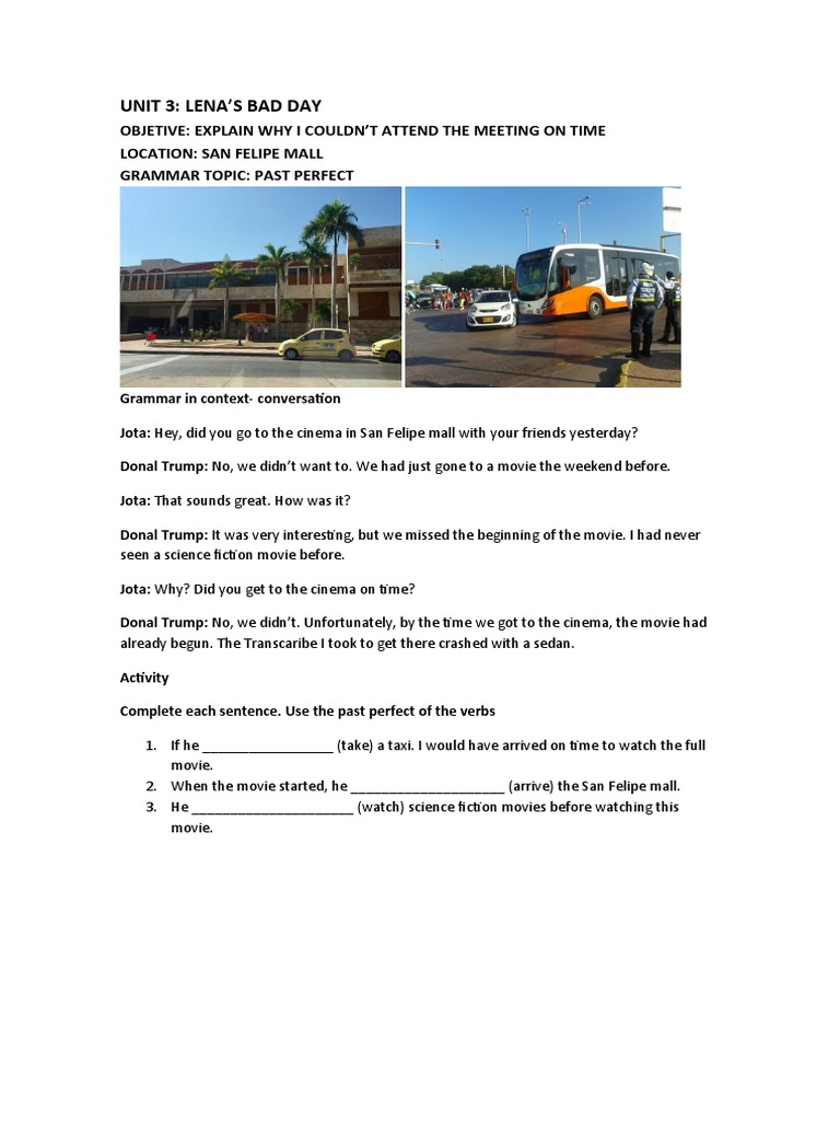 Lena's Bad Day: Past Perfect & Gerunds | PDF