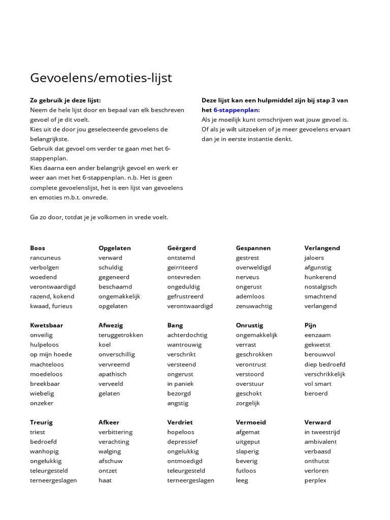 Emoties&Gevoelens Lijst | PDF