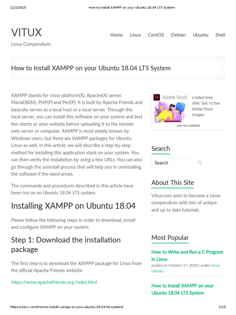 How To Install XAMPP On Your Ubuntu 18.04 LTS System PDF | Download ...