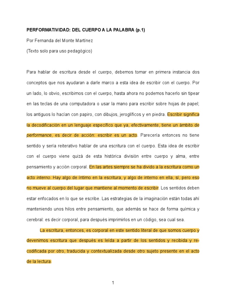 PERFORMATIVIDAD | PDF | Arte de performance | Escritura