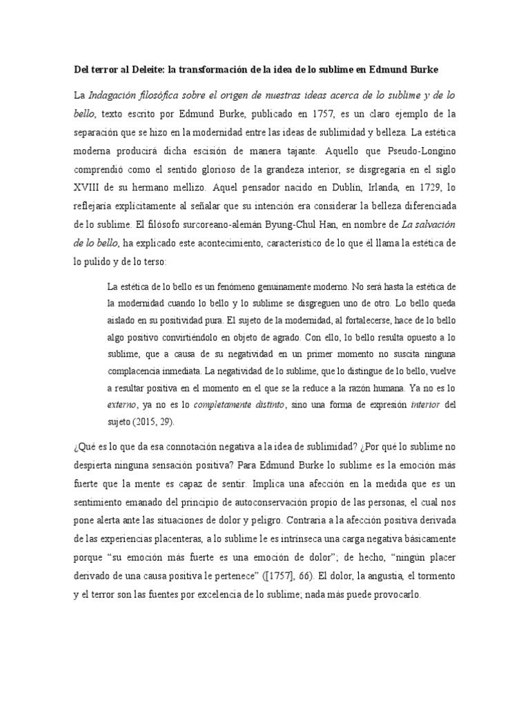 Burke y Lo Sublime | PDF | Placer | Estética