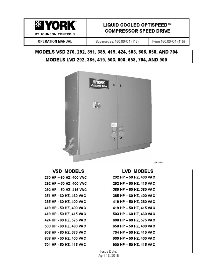 Liquid Cooled Optispeed™ Compressor Speed Drive: Operation Manual | PDF ...