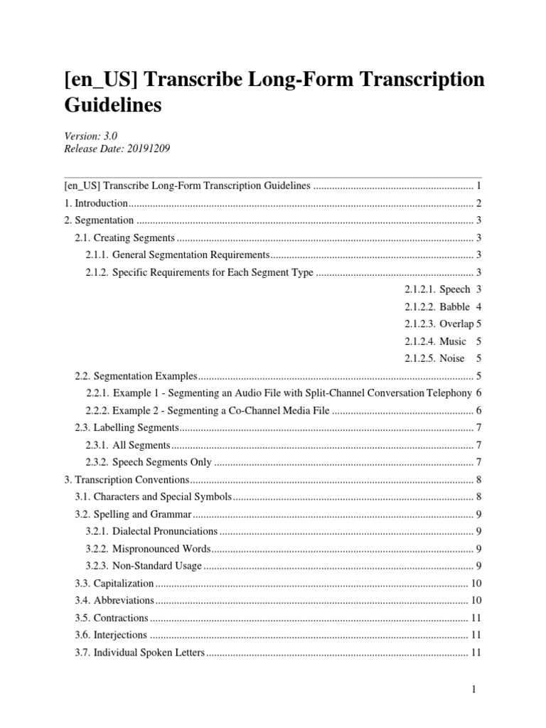 Long-Form Transcription Guidelines | PDF | Comma | Acronym