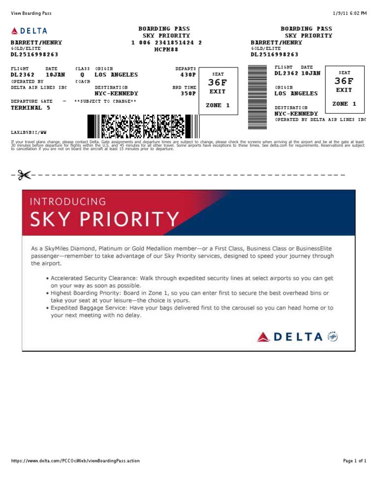 Delta Boarding Pass