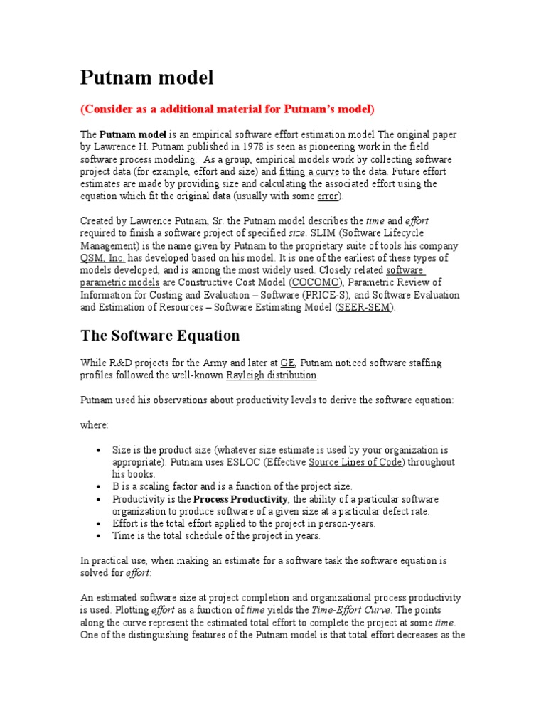 Putnam Model | Mathematics | Computing And Information Technology