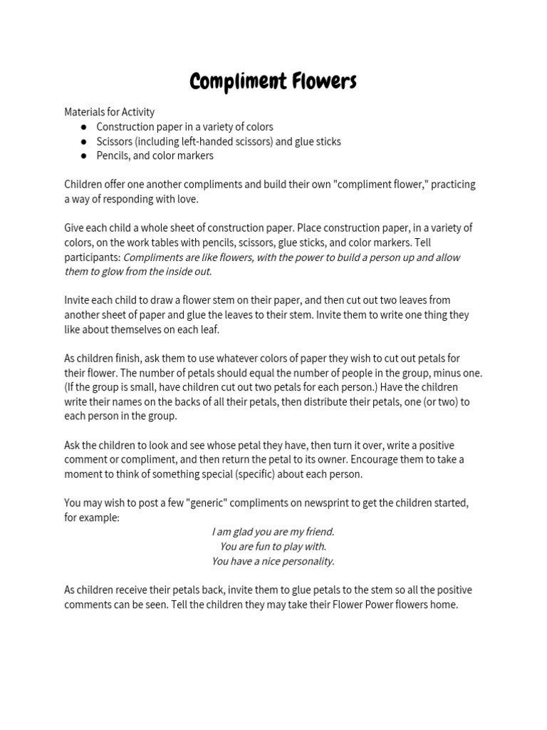 Compliment Flowers | PDF