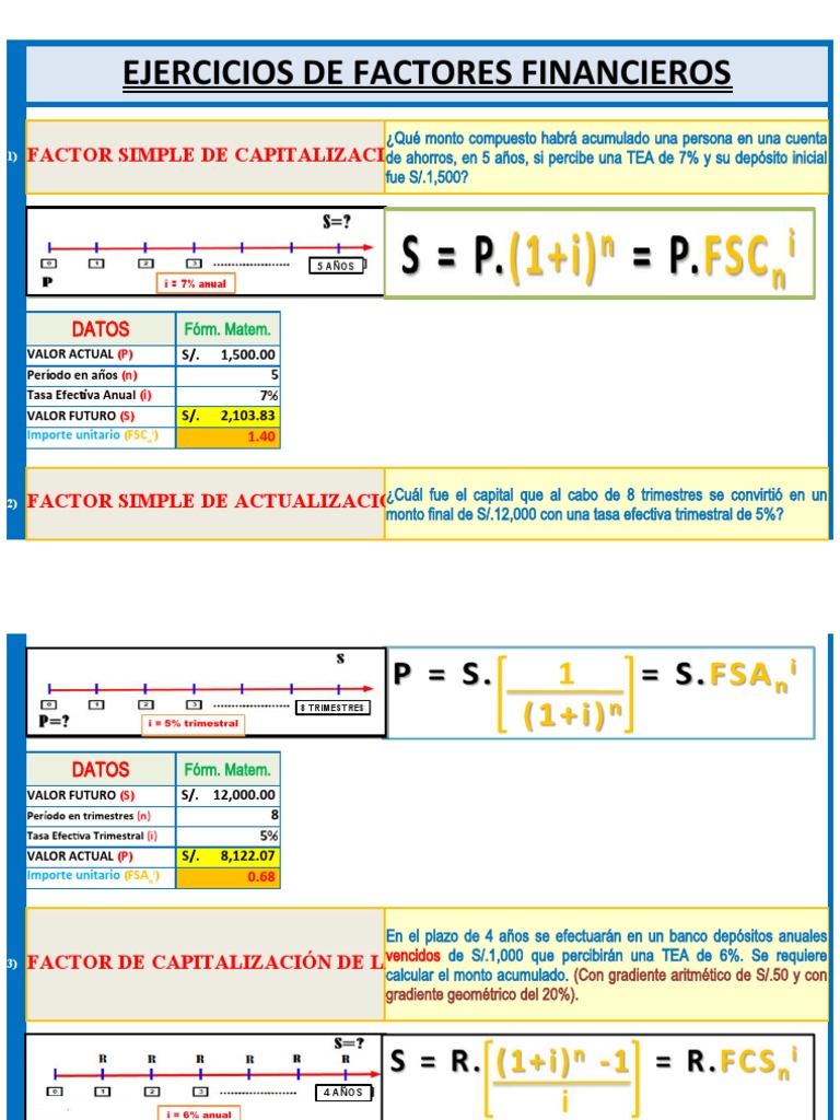 Factores Financieros - 6 Ejercicios (FSC, FSA, FCS, FAS, FRC y FDFA) | PDF | Servicios ...
