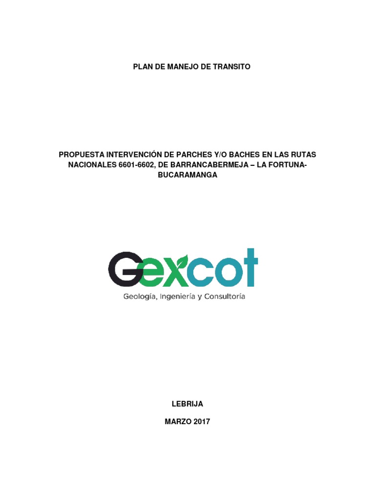 PMT Gexcot Tramo Ferrocol 2017 PDF | PDF | Peatonal | La carretera
