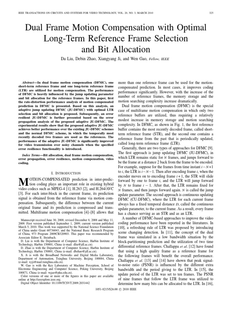 Video Coding: Dual Frame Optimization | PDF | Data Compression | Video