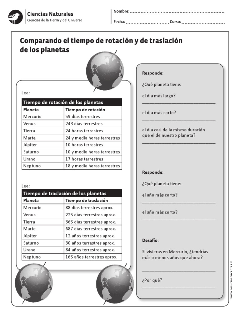Rotación y Traslación de los Planetas | PDF | Planetas | Planeta mercurio)