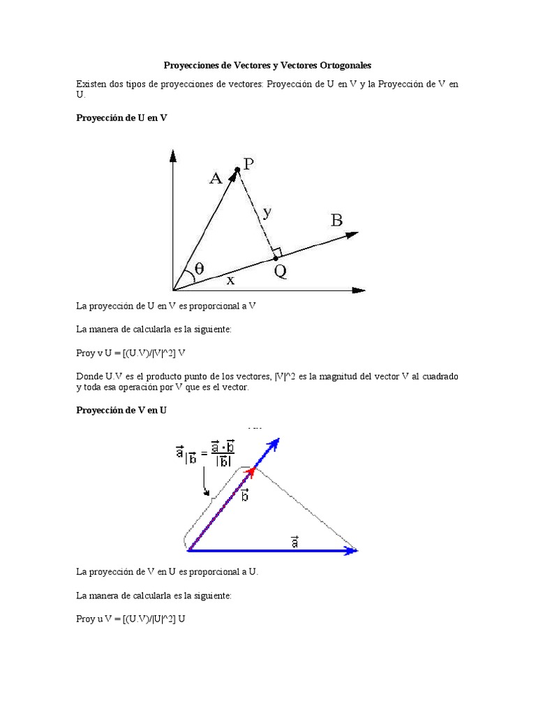 Proyecciones de Vectores y Vectores Ortogonales | PDF | Vector ...