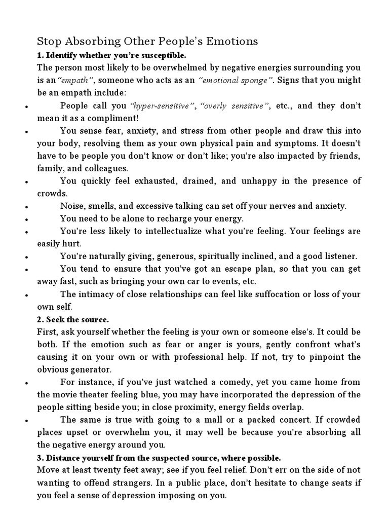Stop Absorbing Other People's Emotions | PDF | Empathy | Anxiety