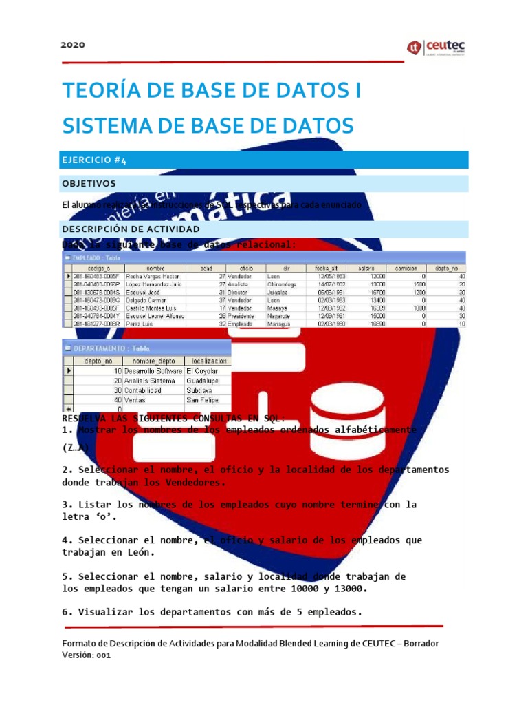 SQL Ejercicios Base de Datos Empleados | PDF