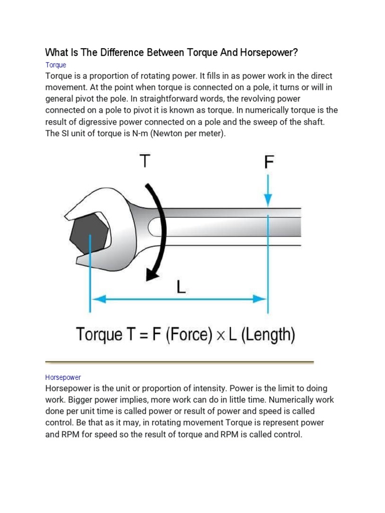 What Is The Difference Between Torque and Horsepower | PDF