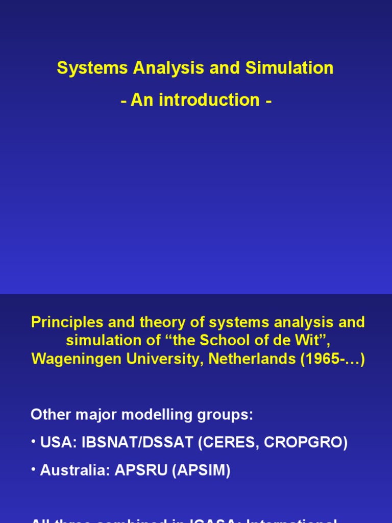 Systems Analysis and Simulation - An Introduction | PDF | Modeling And ...