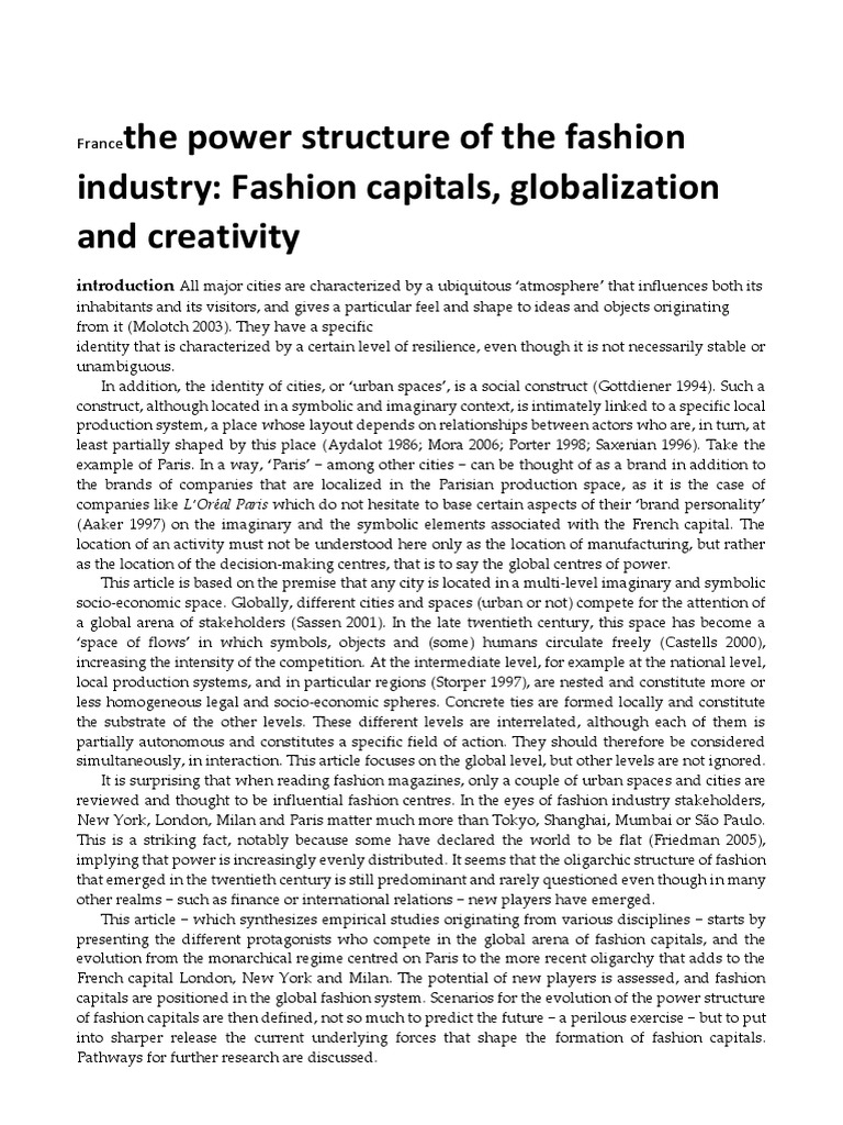 The Power Structure of The Fashion Industry | PDF | Fashion