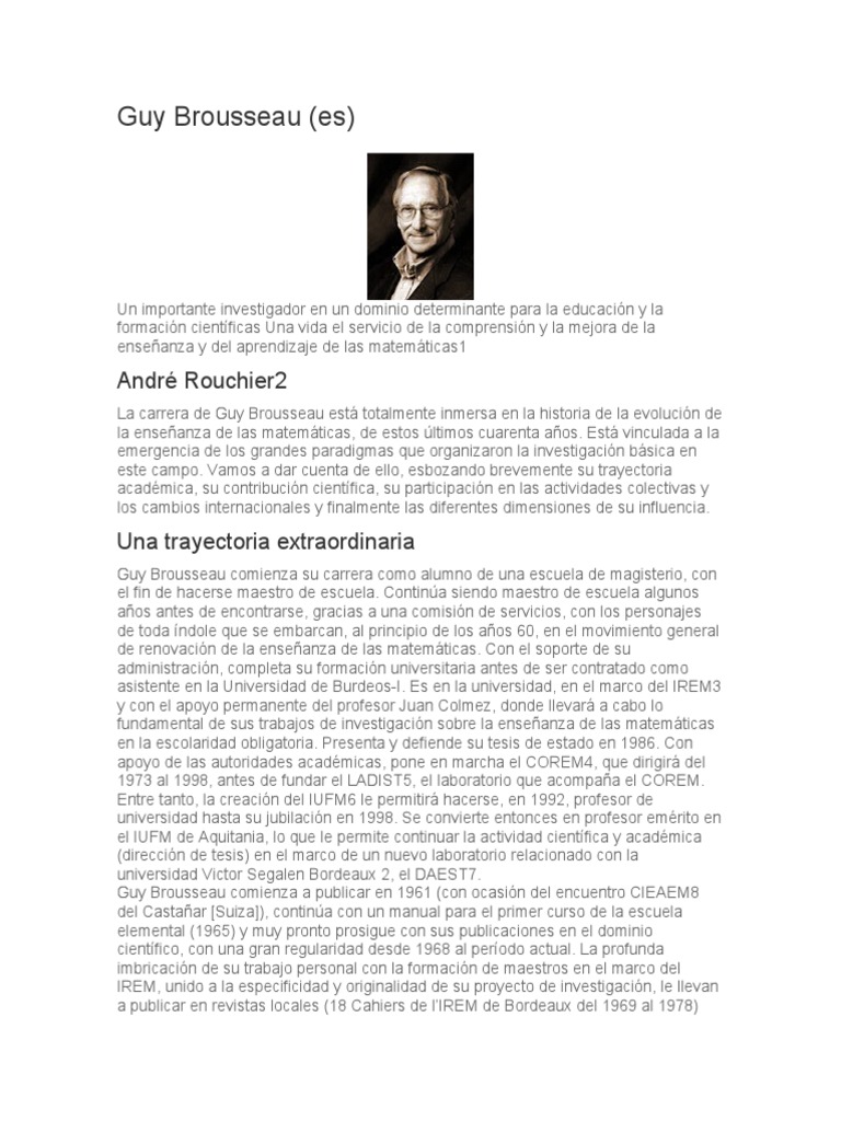 Guy Brousseau Biografía | PDF | Conocimiento | Teoría
