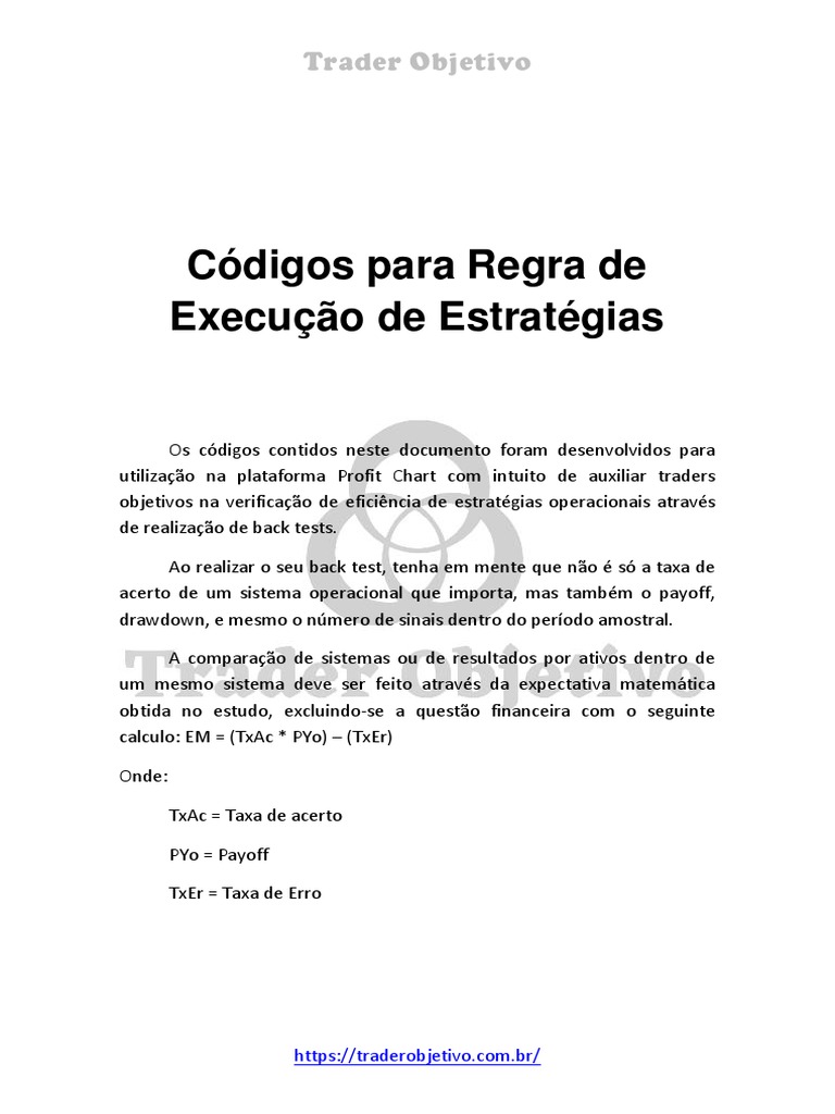 Códigos para Estratégias no Profit Chart | PDF | Cálculo | Análise
