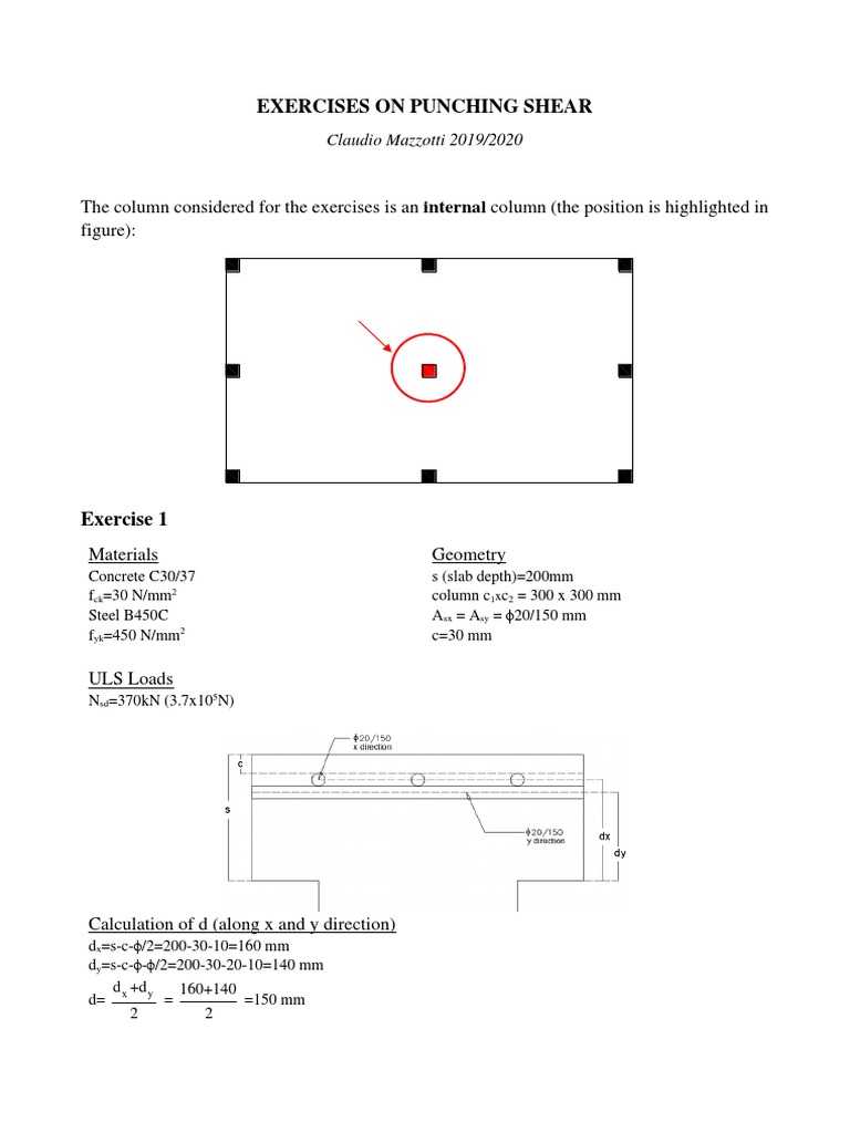 Punching Shear - Exercises | PDF | Stress (Mechanics) | Continuum Mechanics