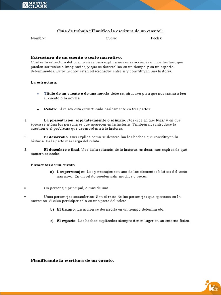 Guia Planifico La Escritura de Un Cuento | PDF | Cuentos | Narrativa