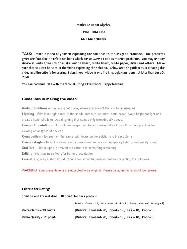 Math 512 Final Term Task | PDF