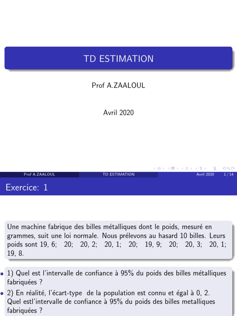 Intervalles de Confiance et Estimations Statistiques | PDF | Écart type ...