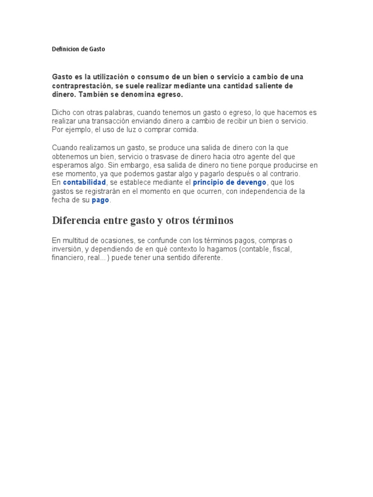 Definición y Concepto de Gasto | PDF | Finanzas y dinero | Derecho
