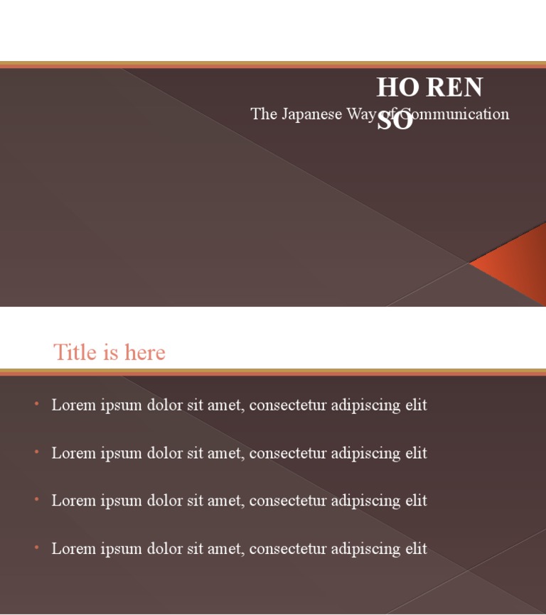 The Japanese Way: Ho Ren So Explained | PDF