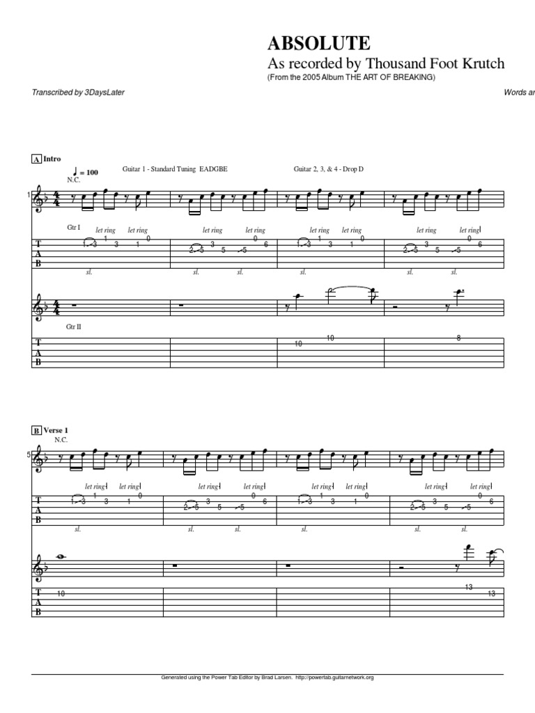 Thousand Foot Krutch - Absolute | PDF | Necked Lutes | Guitar Family ...