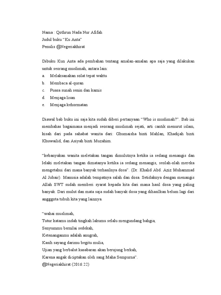 Resume - Buku Kun Anta - Nada | PDF | Agama & Spiritualitas