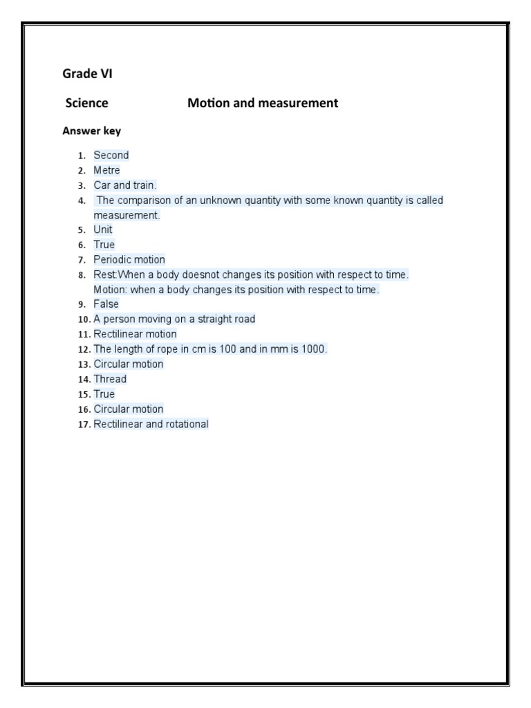 Grade VI Answer Key | PDF | Science & Mathematics | Technology ...