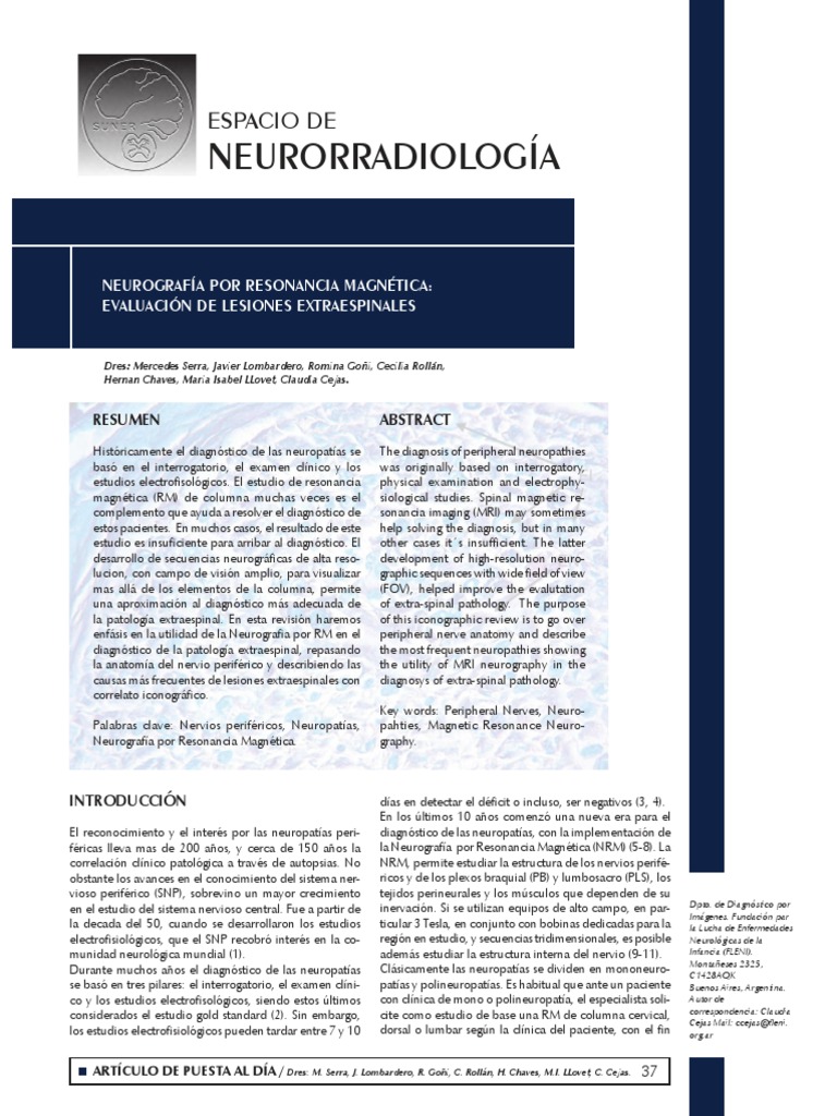 Neurografia - Esp Articulo PDF | PDF | Nervio | Neuroanatomía