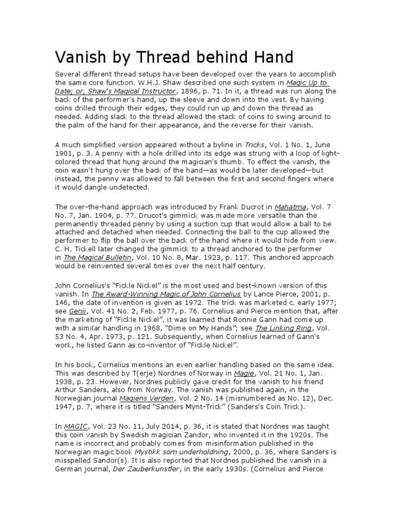 Vanish by Thread Behind Hand | PDF | History | Young Adult