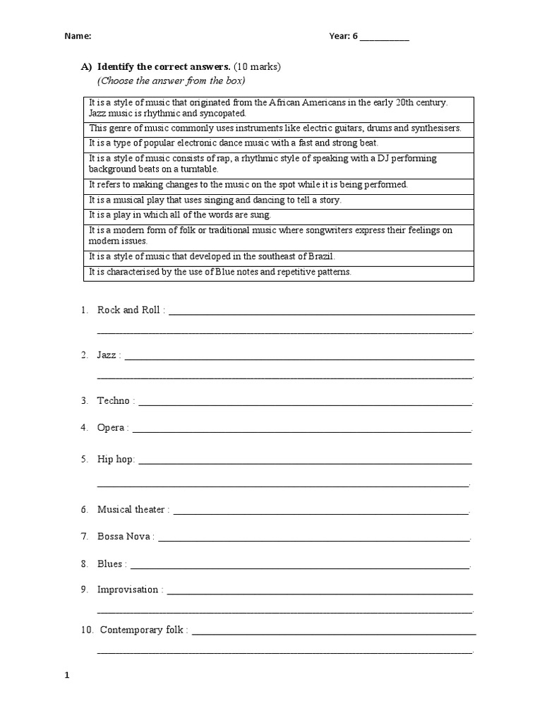 (Choose The Answer From The Box) : A) Identify The Correct Answers. (10 ...